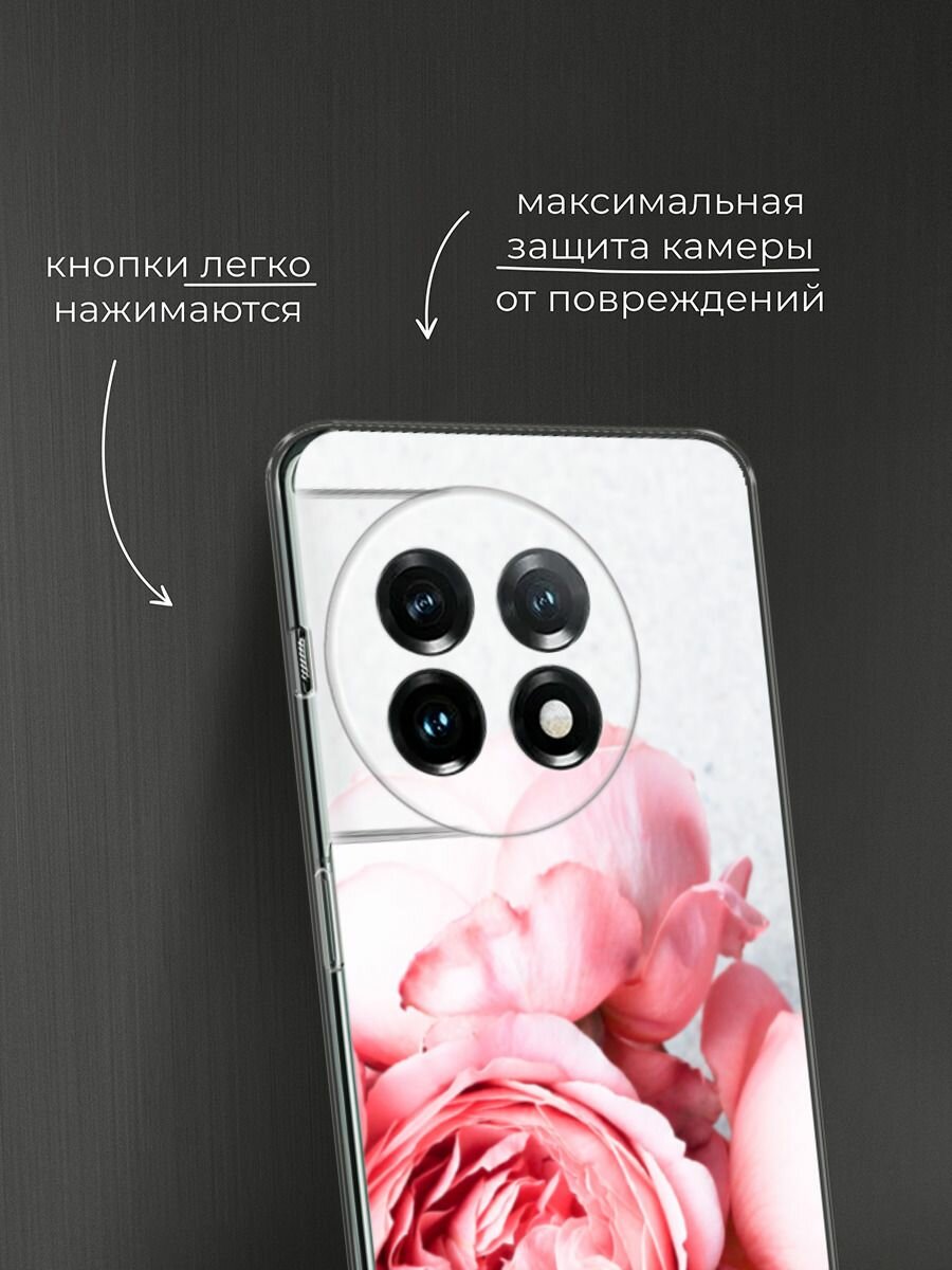 Чехол на OnePlus 11 / Ван Плас 11 с принтом "Пионы на белом" — фото 1