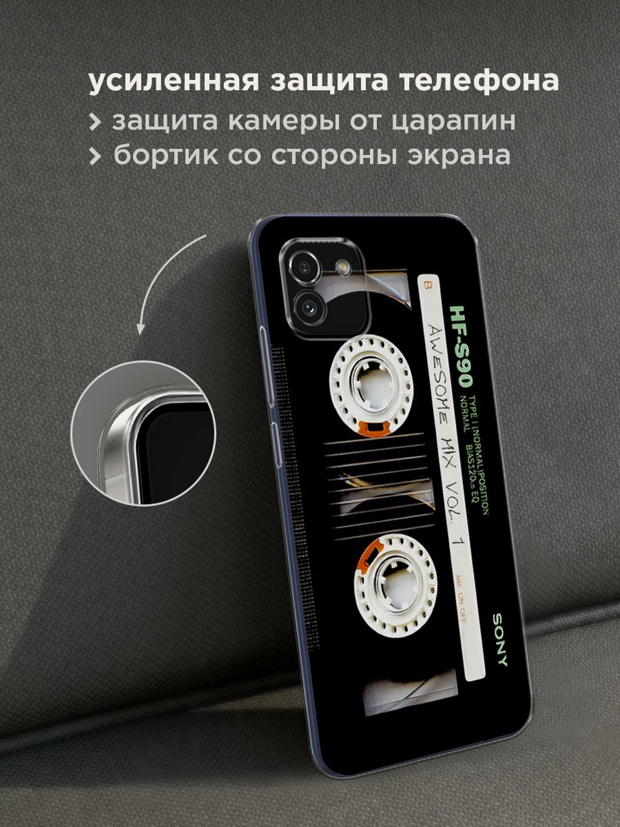 Чехол на Samsung Galaxy A03 / Самсунг Галакси А03 с принтом "Кассета лак" — фото 1