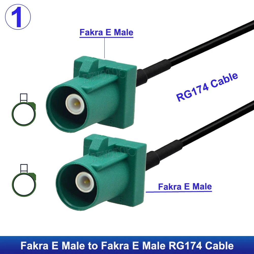 BEVOTOP Fakra E кабель RG174 зеленый 10см-10м 1.5M, Fakra E M to E M