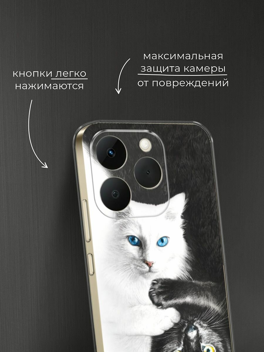 Силиконовый чехол на Realme 15T / Реалми 15Т с принтом "Коты Инь-Янь" — фото 1