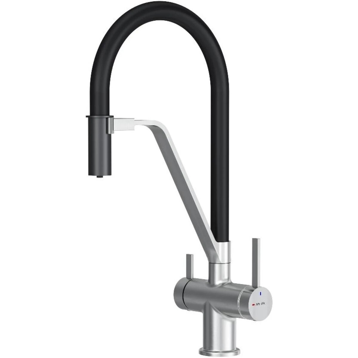 Смеситель для кухни AM.PM Func F8F07812 CoolStart, с подключением к фильтру, гибким изливом, сатин/черный
