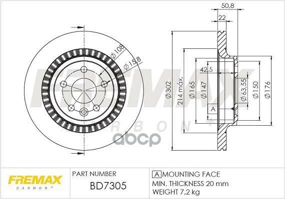 Диск тормозной задний! Volvo XC60 2.0/3.0/3.2/2.0D/2.4D 08> FREMAX арт. BD7305