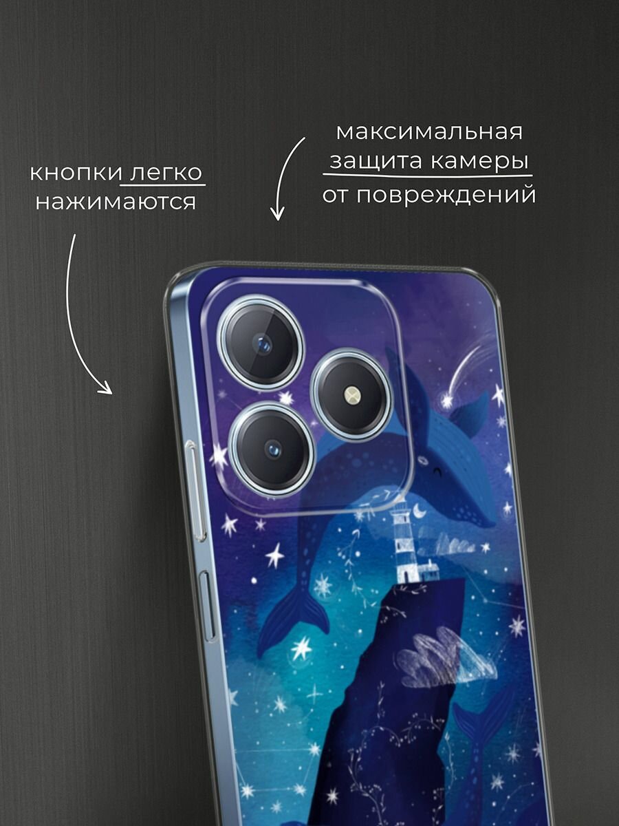 Силиконовый чехол на Realme C63 / Реалми С63 с принтом "Ночные киты" — фото 1