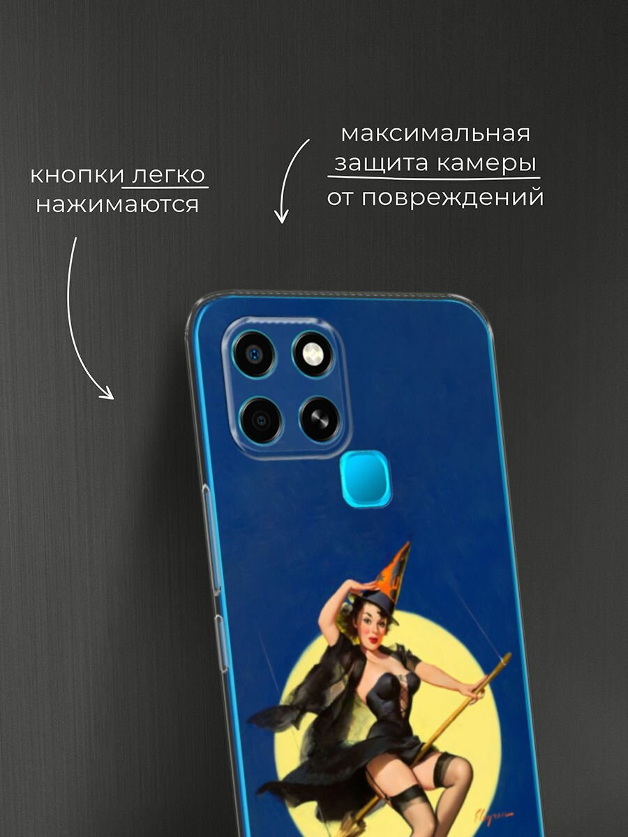 Чехол на Infinix Smart 6 / Инфиникс Смарт 6 с принтом "Pin-Up Witch" — фото 1