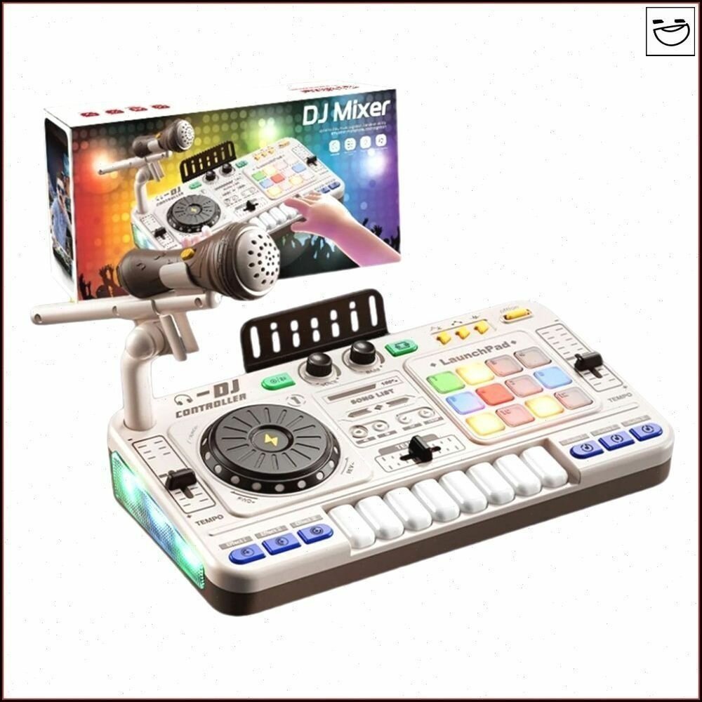 Эксклюзивный контроллер DJ детский музыкальный пульт со звуковыми эффектами и подсветкой обучающая игрушка Белый