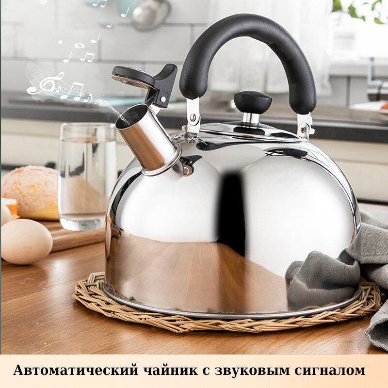 Чайник 3L Camping, нержавеющая сталь, свист, для походов и пикников