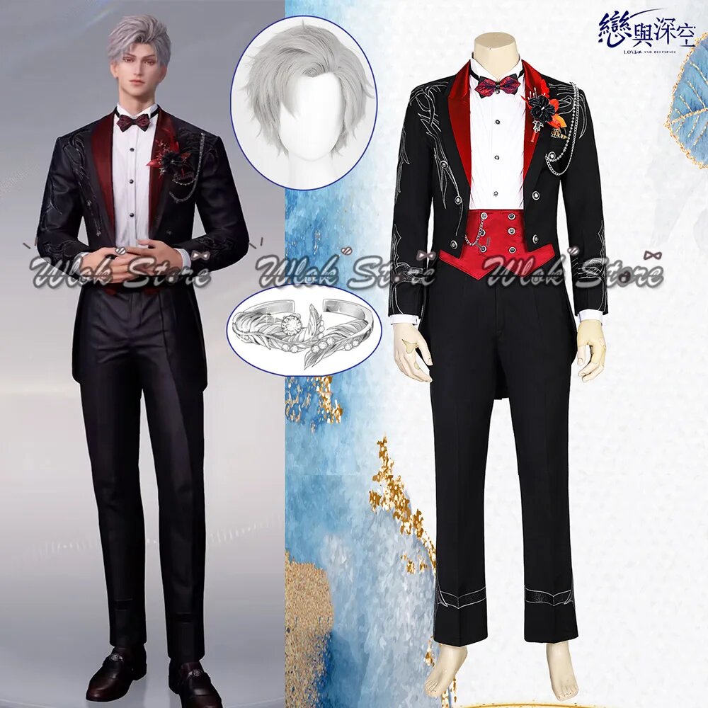 Костюм Любовь и Глубокий Косплей Силус М, Suit wig ring
