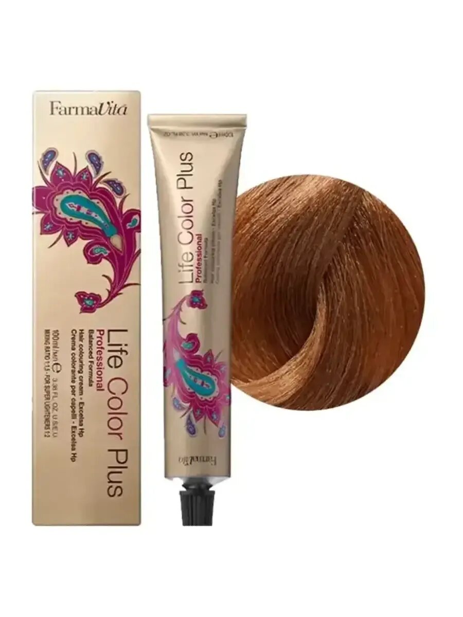Краска для волос Farmavita Hair Coloring Life Color Plus Prof, Перманентный краситель с низким содержанием аммиака, 8.0