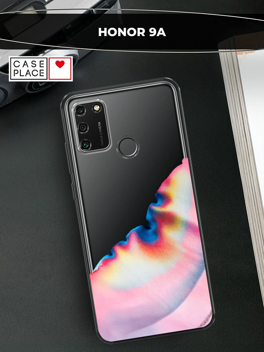 Чехол на Honor 9A / Хонор 9А с принтом Розовая акварель, прозрачный