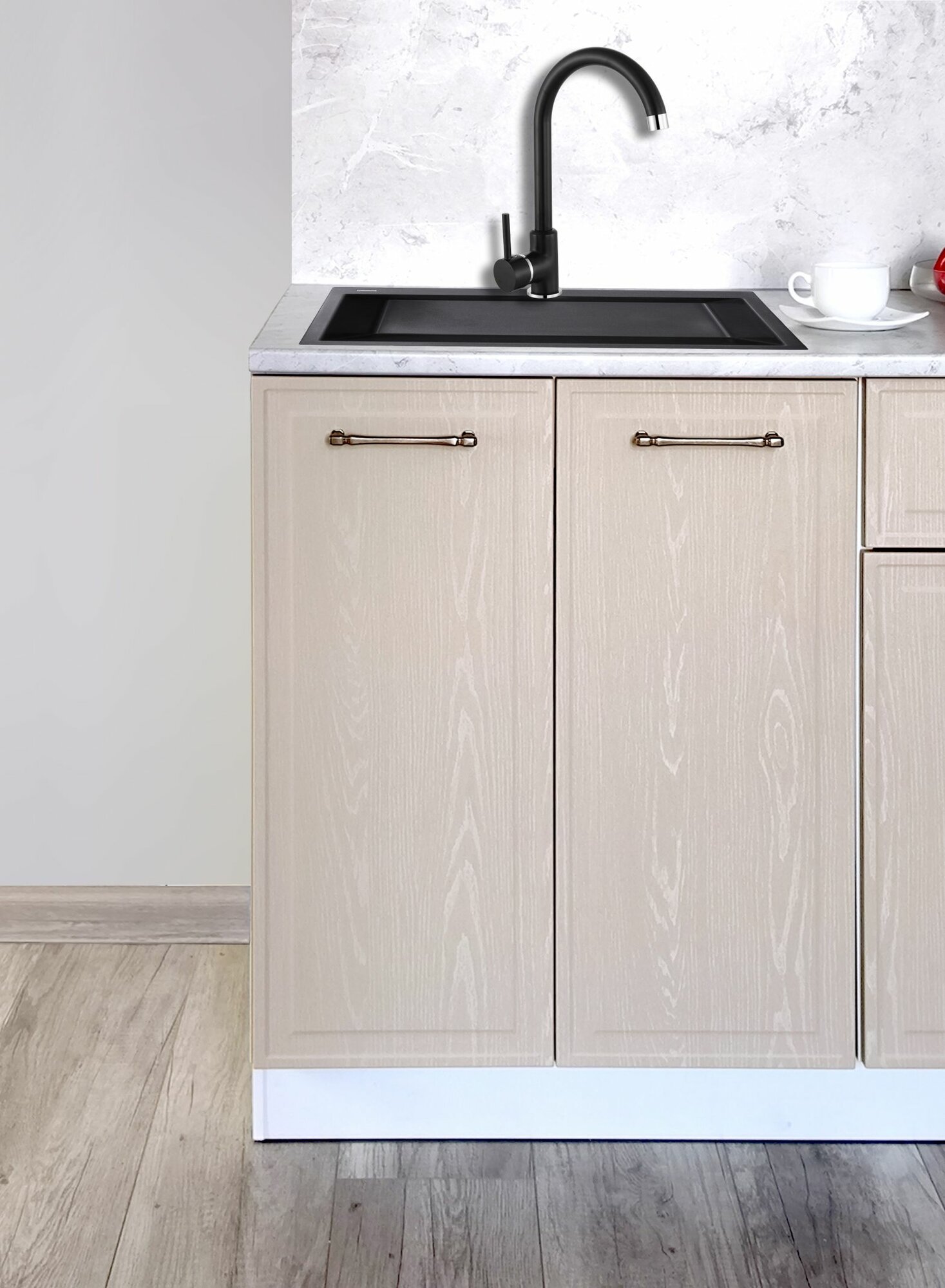 Кухонный гарнитур Vitamin шкаф напольный 60 см под мойку фасад МДФ пленка текстура дуба