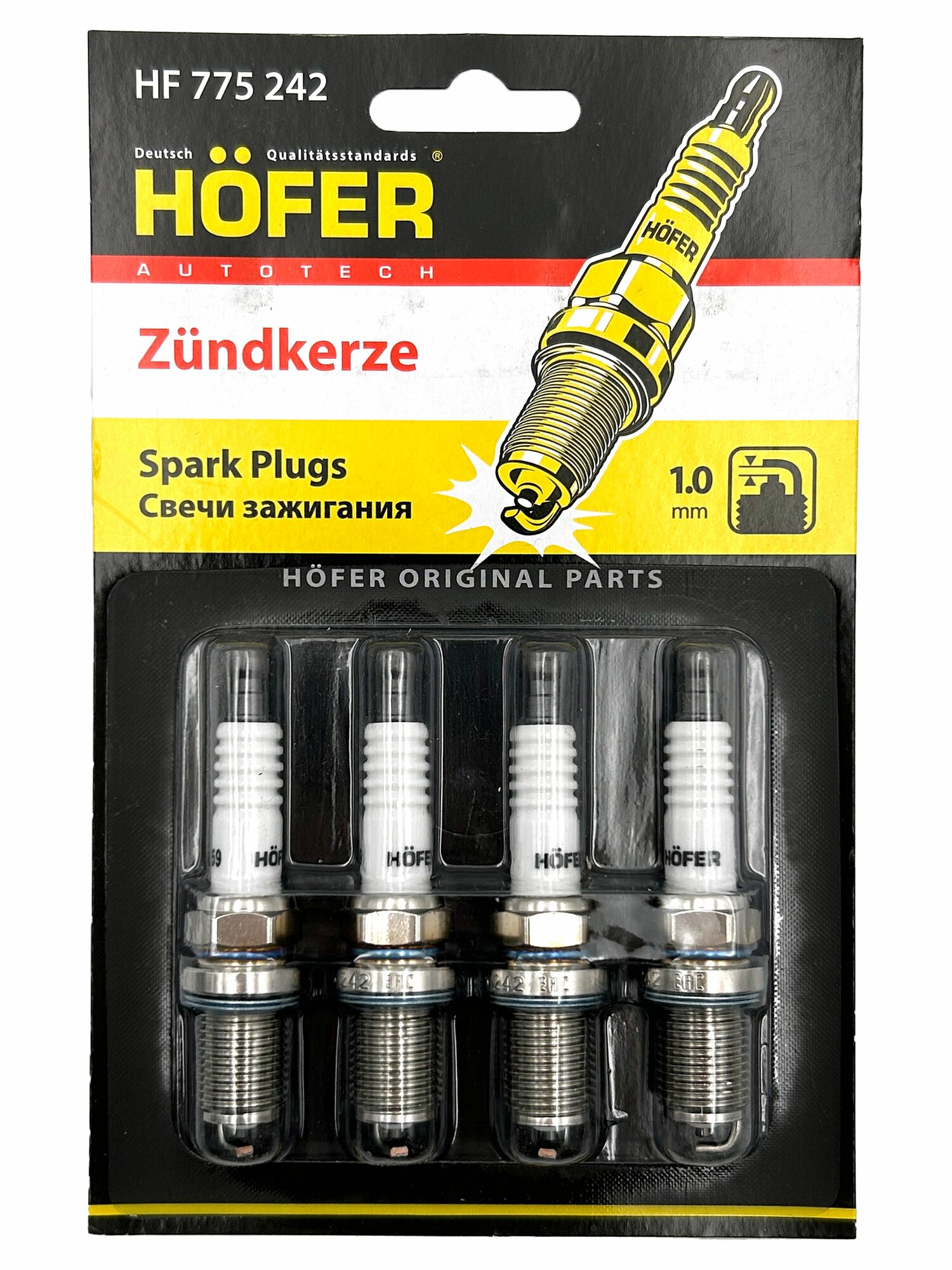 Свечи зажигания для а/м Газель 3302 с ЗМЗ 406, 405, 409 (упаковка 4 шт.) - Hofer арт. HF 775 242