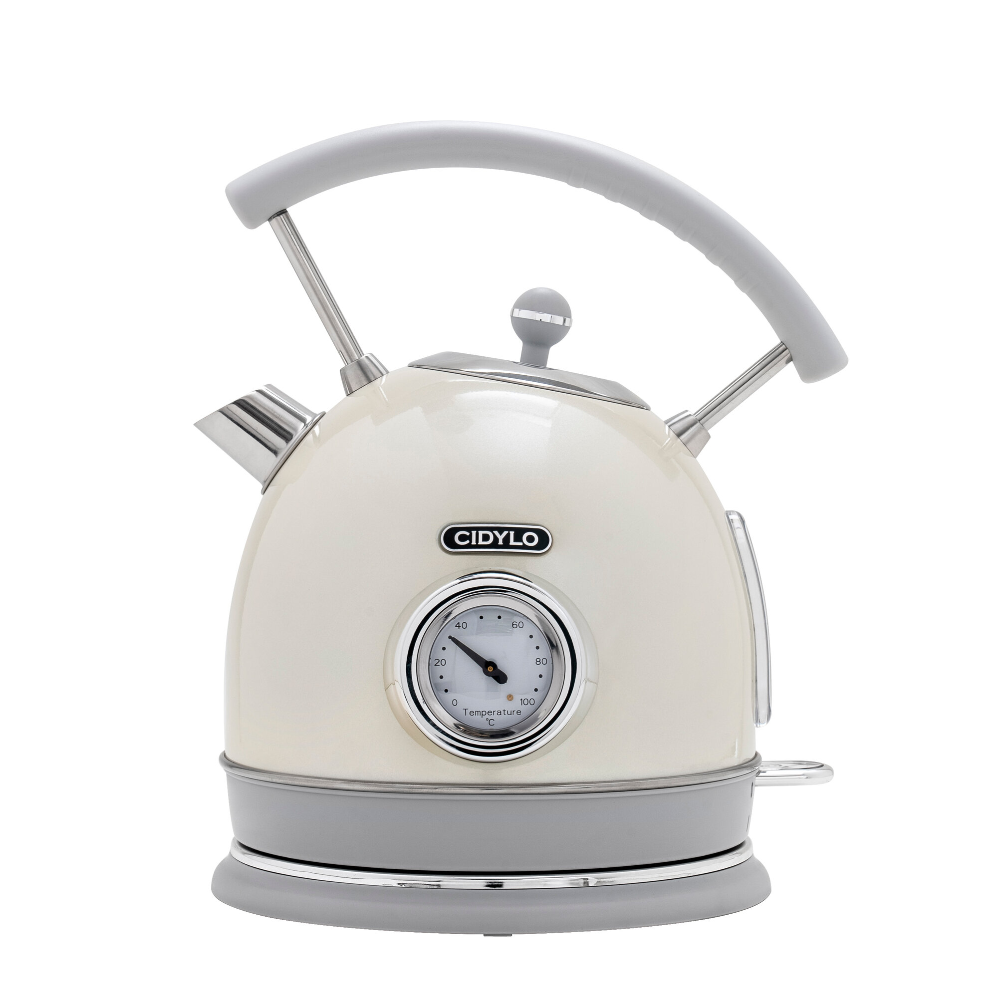 Электрический чайник CIDYLO YK823NT шарообразной формы с термометром, pearl beige