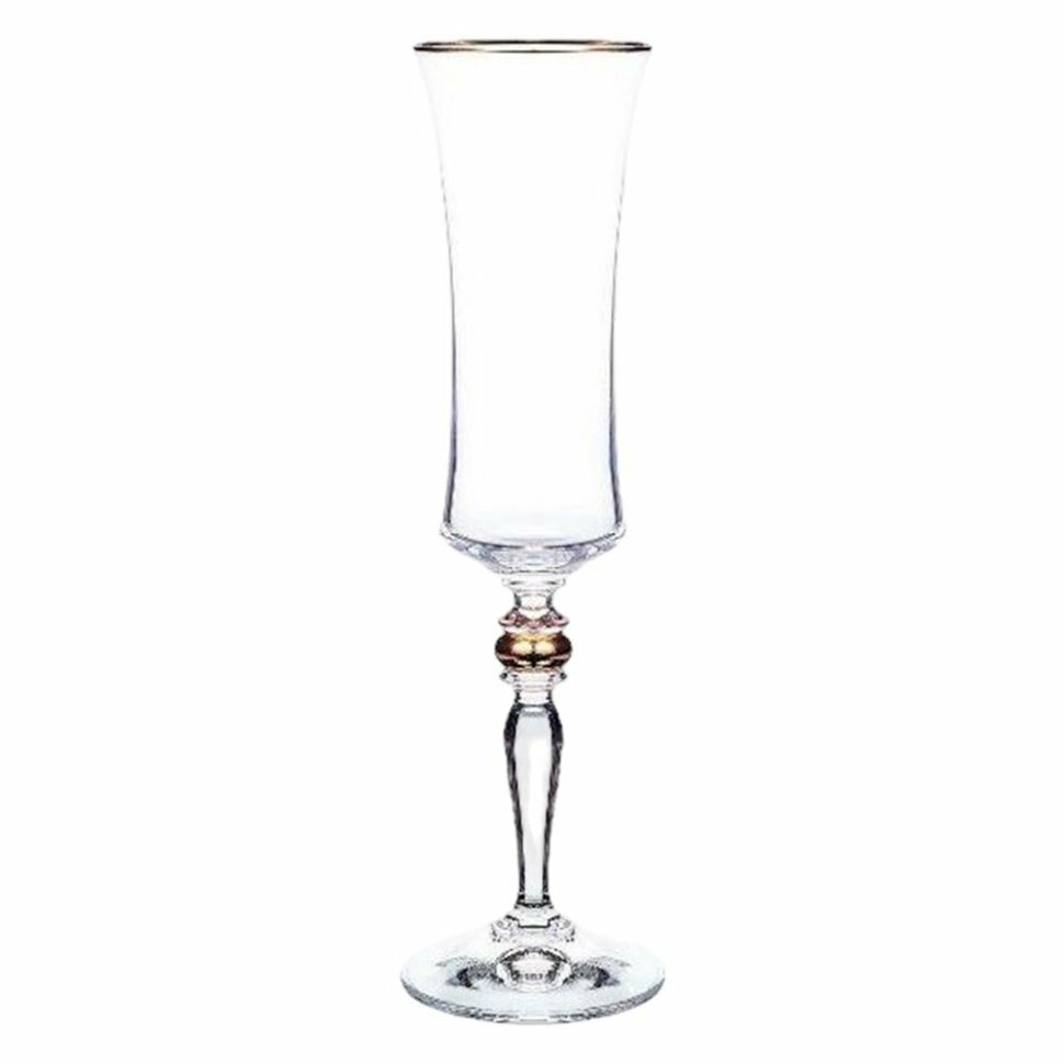 Бокал для шампанского 190 мл 1 шт Crystalex CZ s.r.o. "Грация /Отводка золото" / 132352