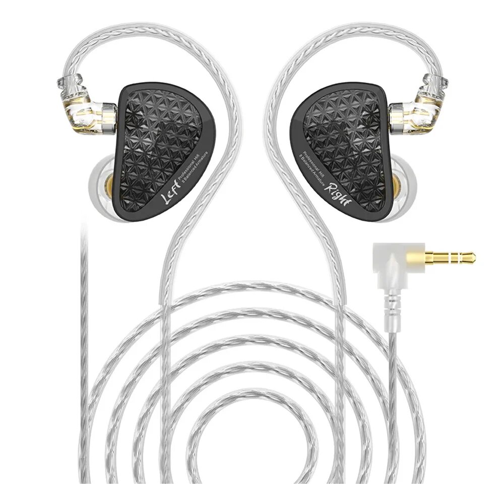 Наушники KZ AS16 PRO (Standard Edition) without Mic black, проводные внутриканальные, с арматурным драйвером, black