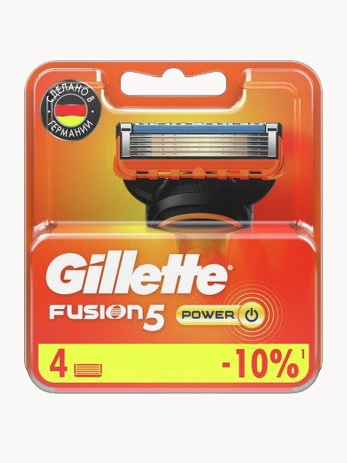 GILLETTE Fusion 5 Power Сменные кассеты для бритья с 5 лезвиями, мужские, 4 шт