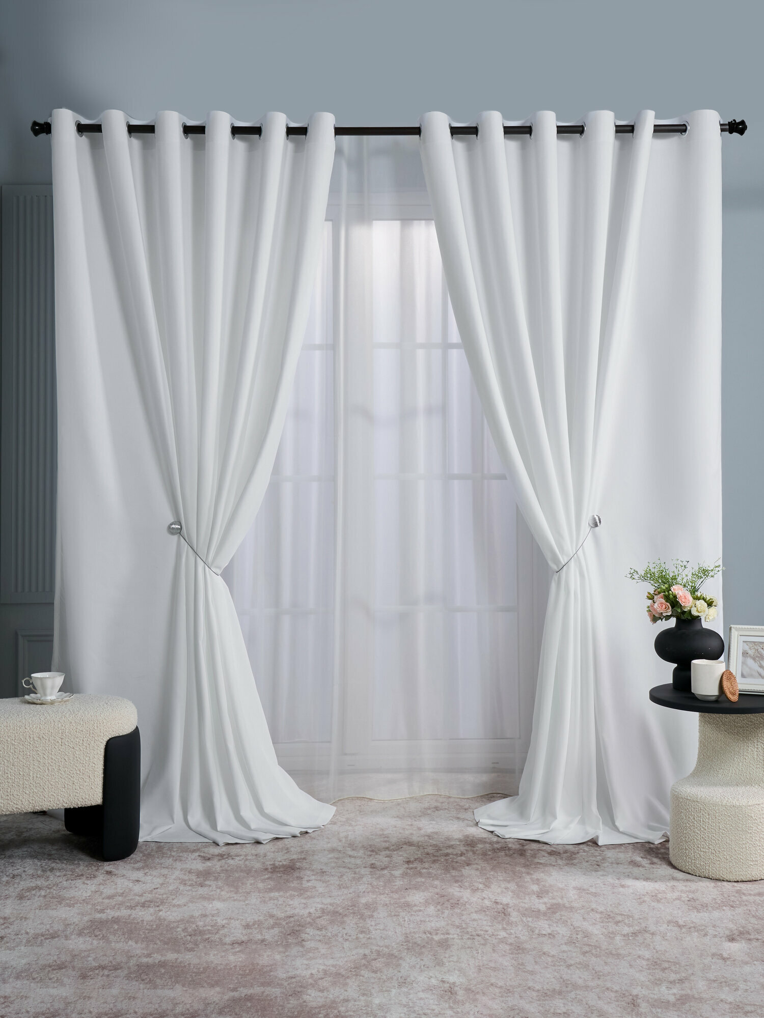 Комплект штор на люверсах "Канвас-Премиум 270" белый (92) арт.6689 (150х270-2 шт.)