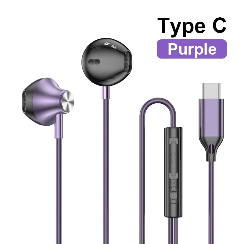 Наушники типа C с разъемом 3,5 мм, Hi-Fi стереоскопический звук с микрофоном, проводные наушники с линейным управлением, наушники для Samsung iPhone 16, гарнитура