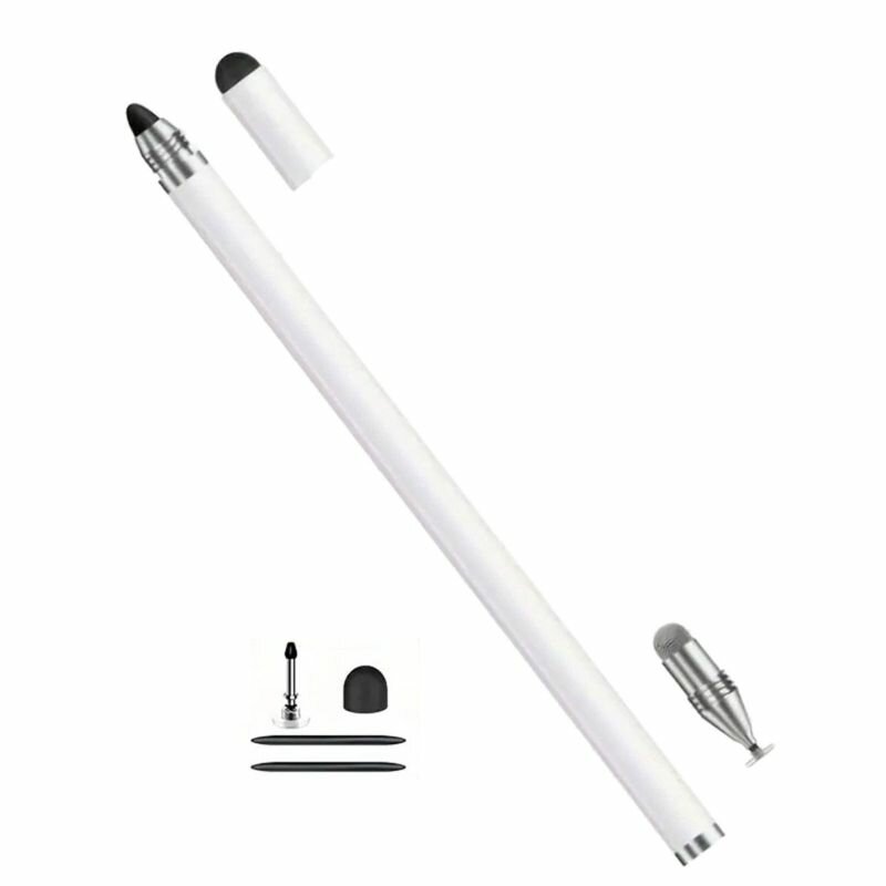 Стилус для мобильного телефона и планшета 4-в-1, ручка с сенсорным экраном, емкостная рисования-белый
