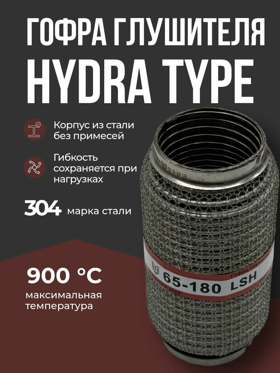 Гофра глушителя Hydra type премиум качество (AISI 304) 65-180мм
