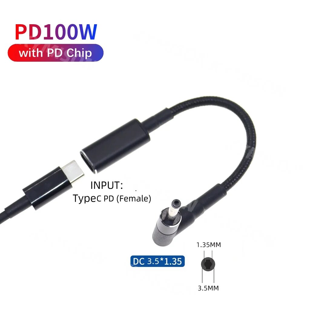 KYMISON кабель питания USB Type C на DC 3.5*1.35 мм 100 Вт Cable