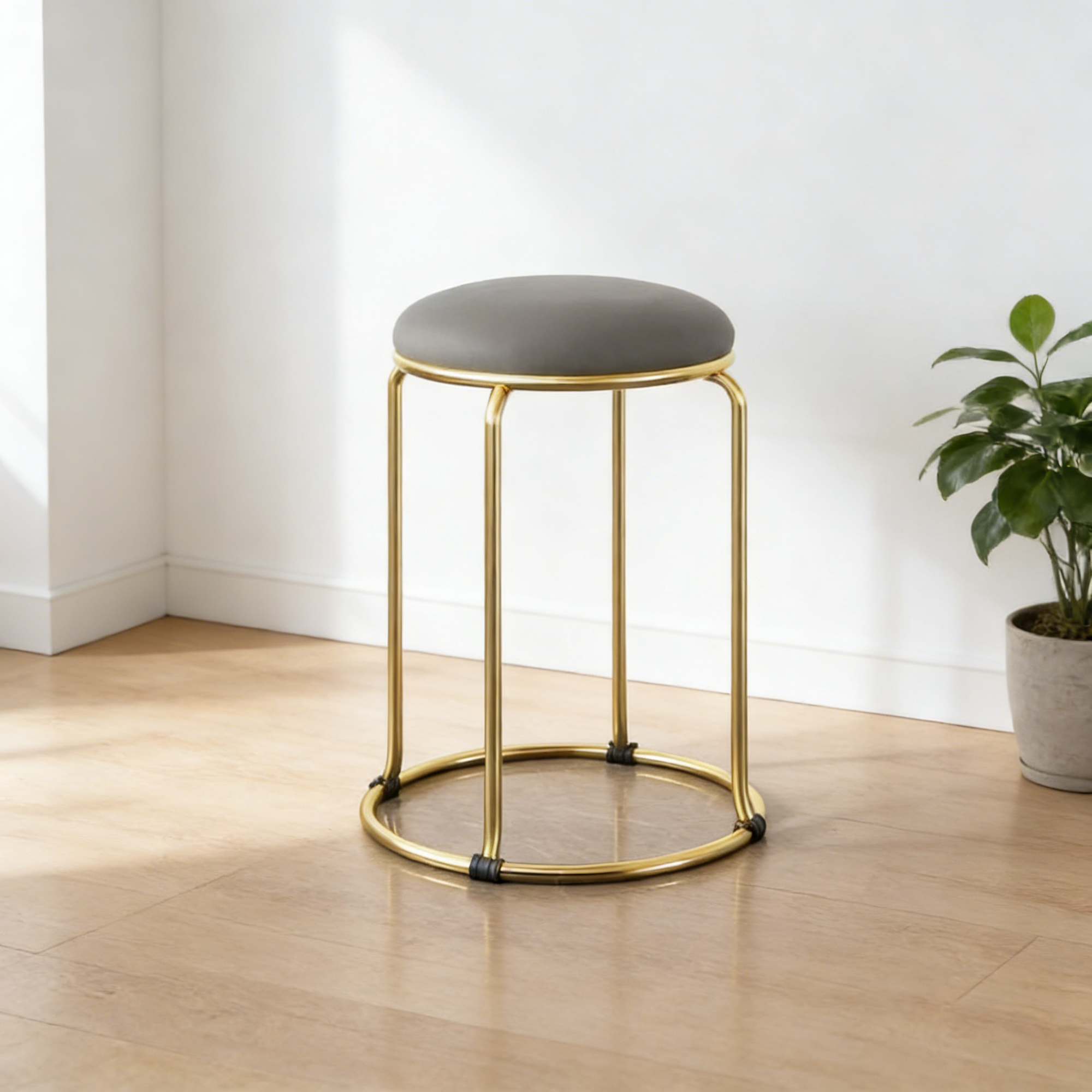 Мягкие табуреты для кухни и прихожей 1 шт круглые, нержавеющая сталь, стильный дизайн 36x36x46 см ---