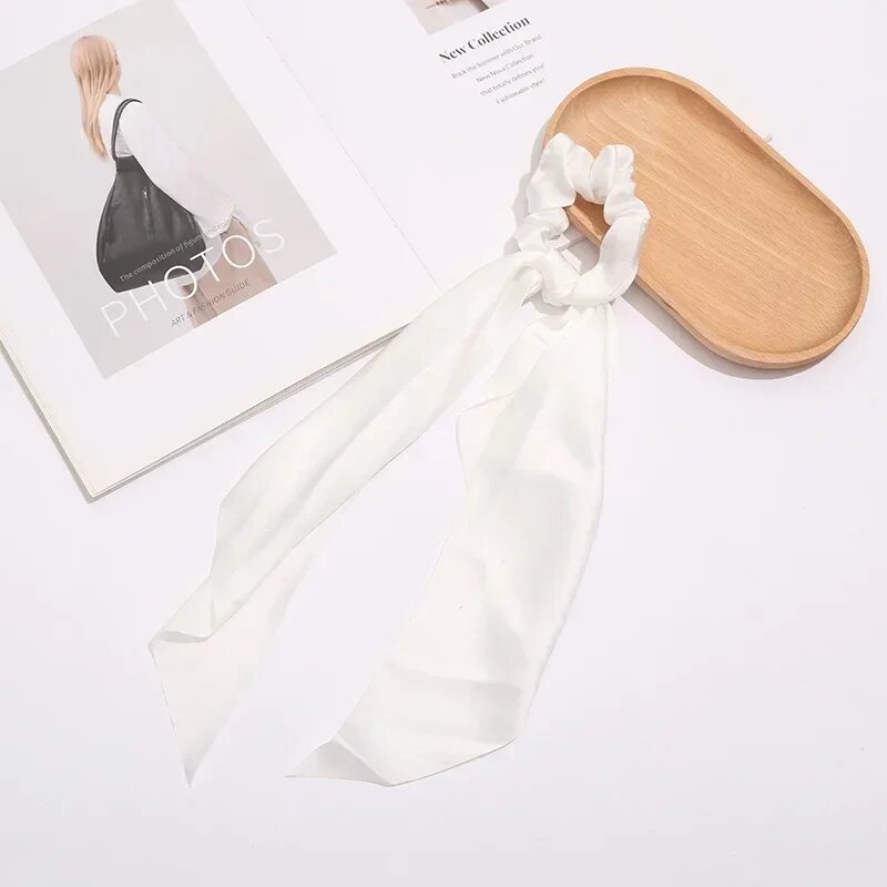 MOONBIFFY Однотонная канвасная лента для волос Белый, White