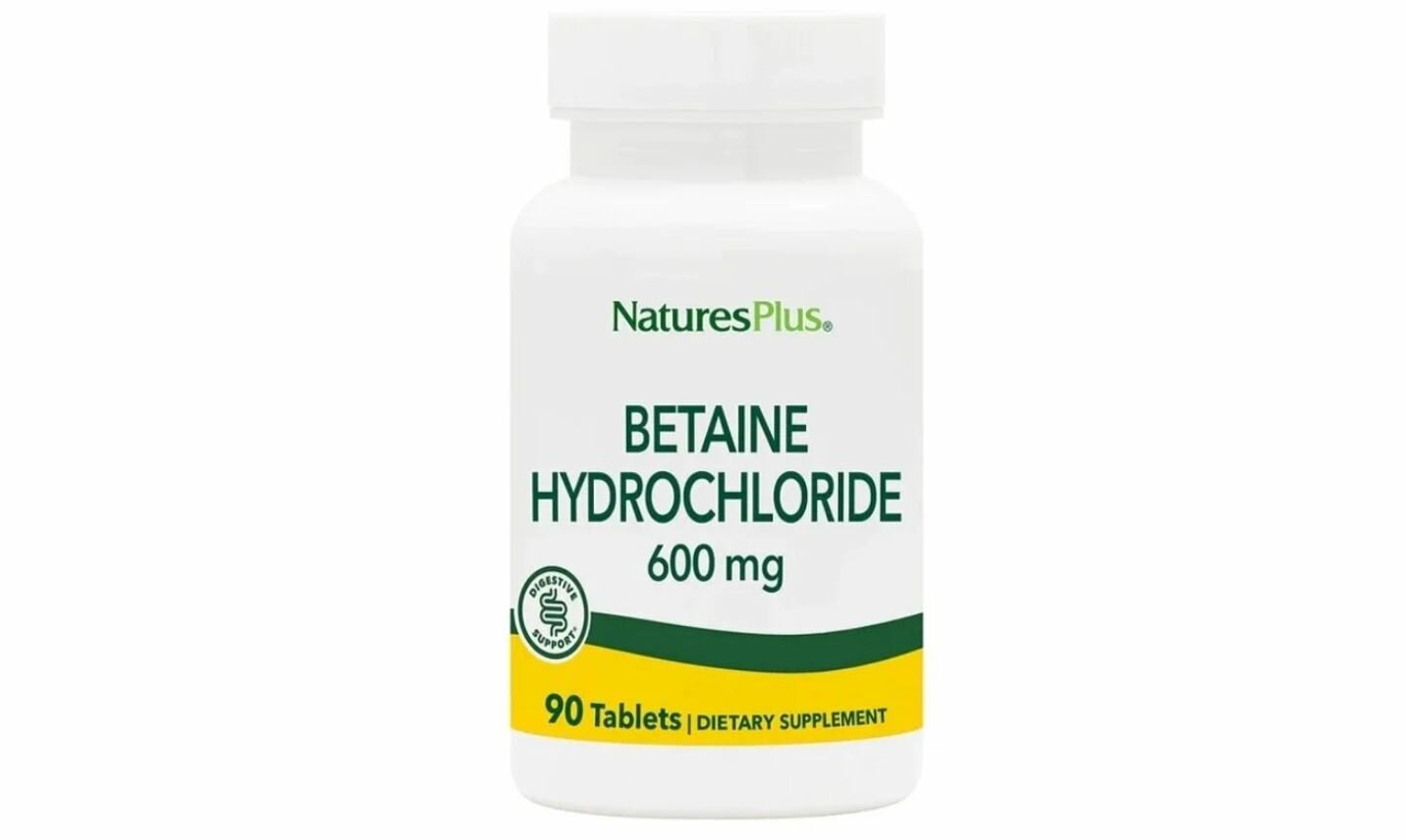 Nature's Plus, Betaine Hydrochloride, Бетаин гидрохлорид 600 мг, 90 таблеток