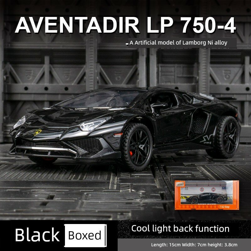 Модель автомобиля Lamborghini LP750 1:32, темно-черная, металлическая, для ралли-гонок, игрушка