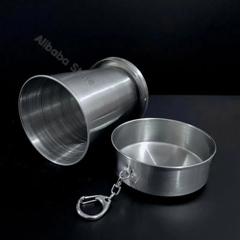 Складной стакан походный с карабином 150 мл, портативная выдвижная чашка для воды для кемпинга, стопка для путешествий