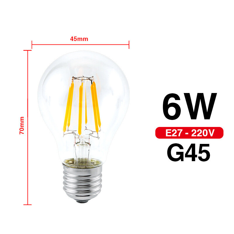 Кросс-бордер Эдисон LED лампа с нитью накаливания энергосберегающая лампа E27 с винтовым основанием прозрачное стекло ретро E14 лампа для освещения гостиной
