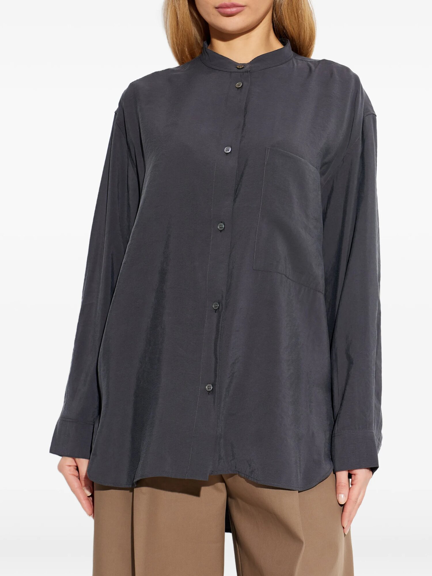 Рубашка Studio Nicholson Buttoned pocket shirt, размер 10, grey — фото 1