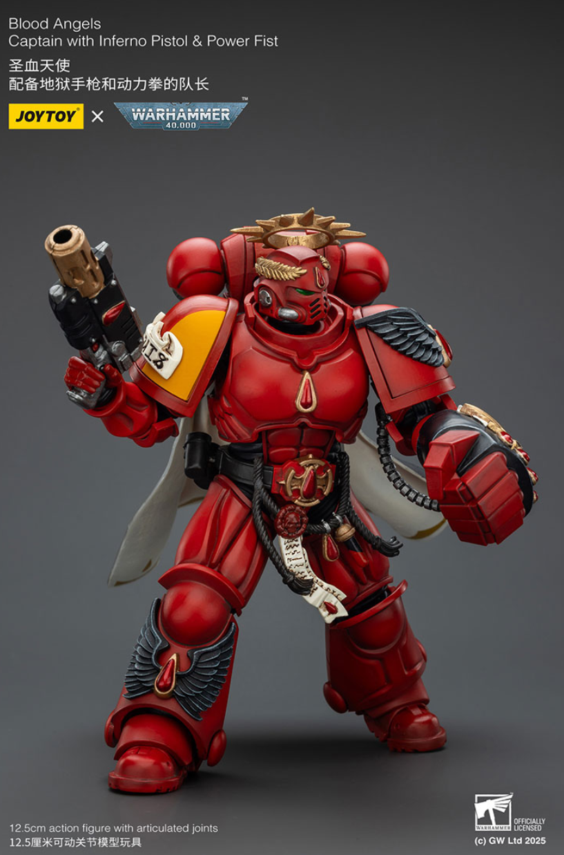 Фигурка JOYTOY Warhammer 40000 Blood Angels Captain with Inferno Pistol & Power Fist