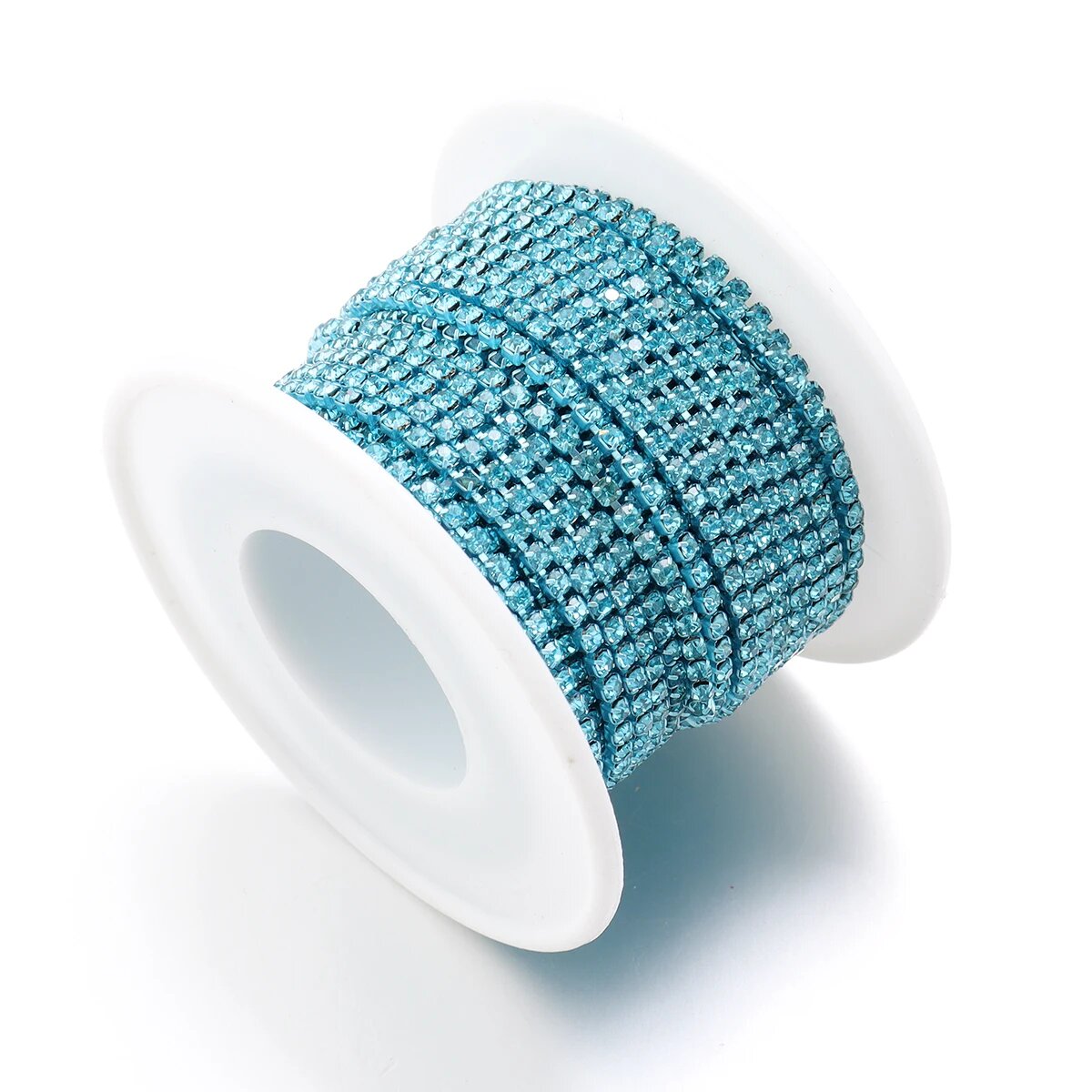 Цветная хрустальная цепочка со стразами для пошива 3mm 10yards, Голубой, Light blue