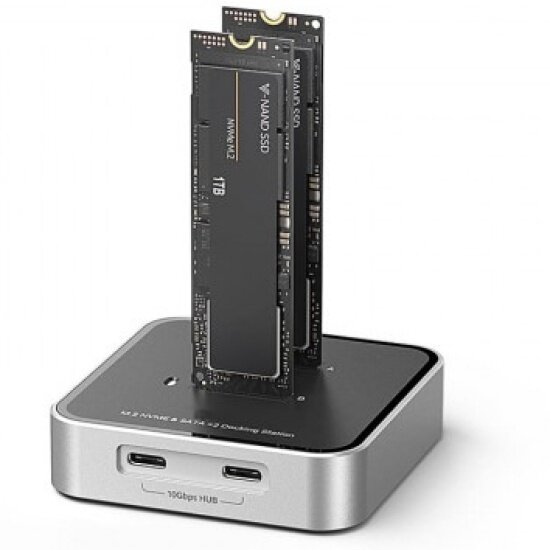 Док станция USB Ks-is KS-911B для двух накопителей M.2 NVMe, NGFF USB-C хаб