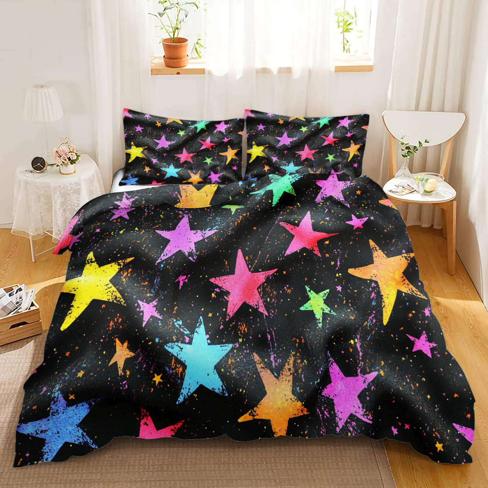 Звезды Комплект постельного белья 1.5/2-сп/Евро 3 предмета 175x215cm Дети Mикрофибра 2 наволочки 70х70