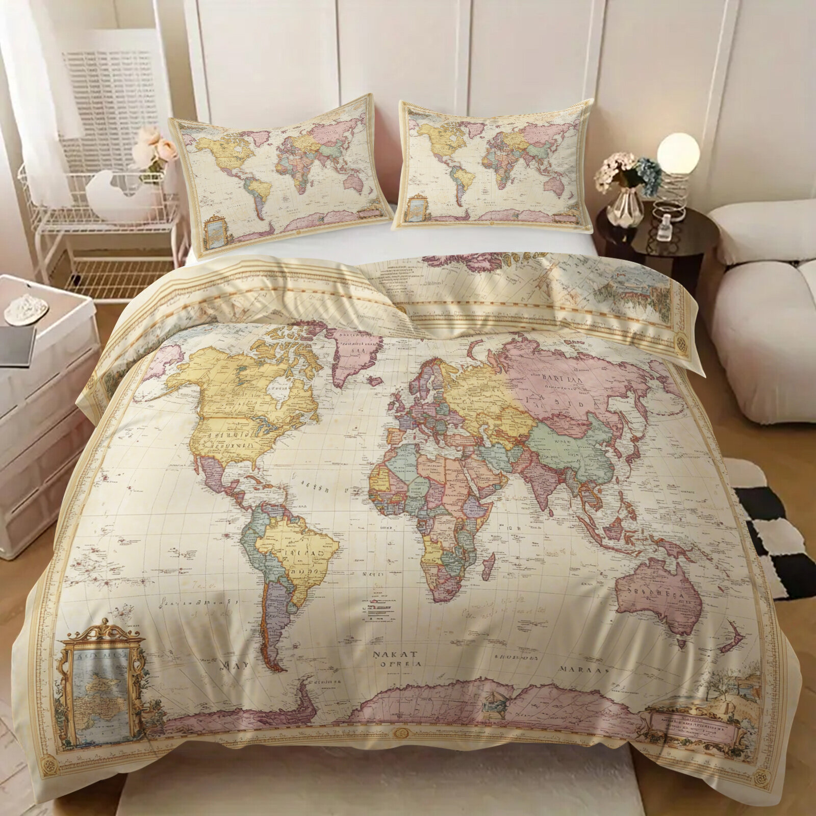 Винтаж Комплект постельного белья 1.5/2-сп/Евро 3 предмета 175x215cm Аннотация Mикрофибра 2 наволочки 70х70
