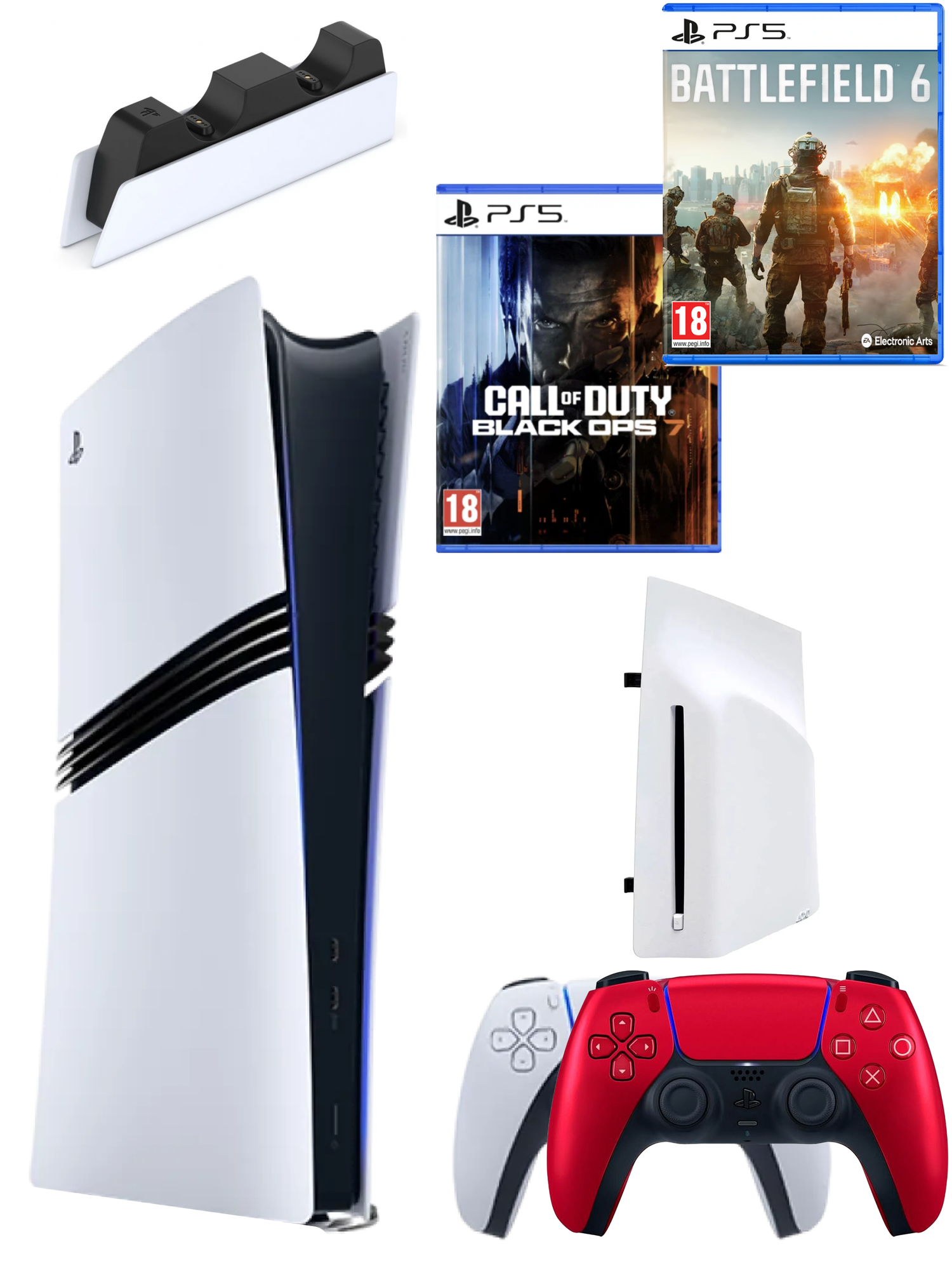 Игровая приставка Sony PS 5 Pro Digital Edition+Зарядная станция+ Дисковод +2-ой геймпад+2 игры , 2Tb SSD