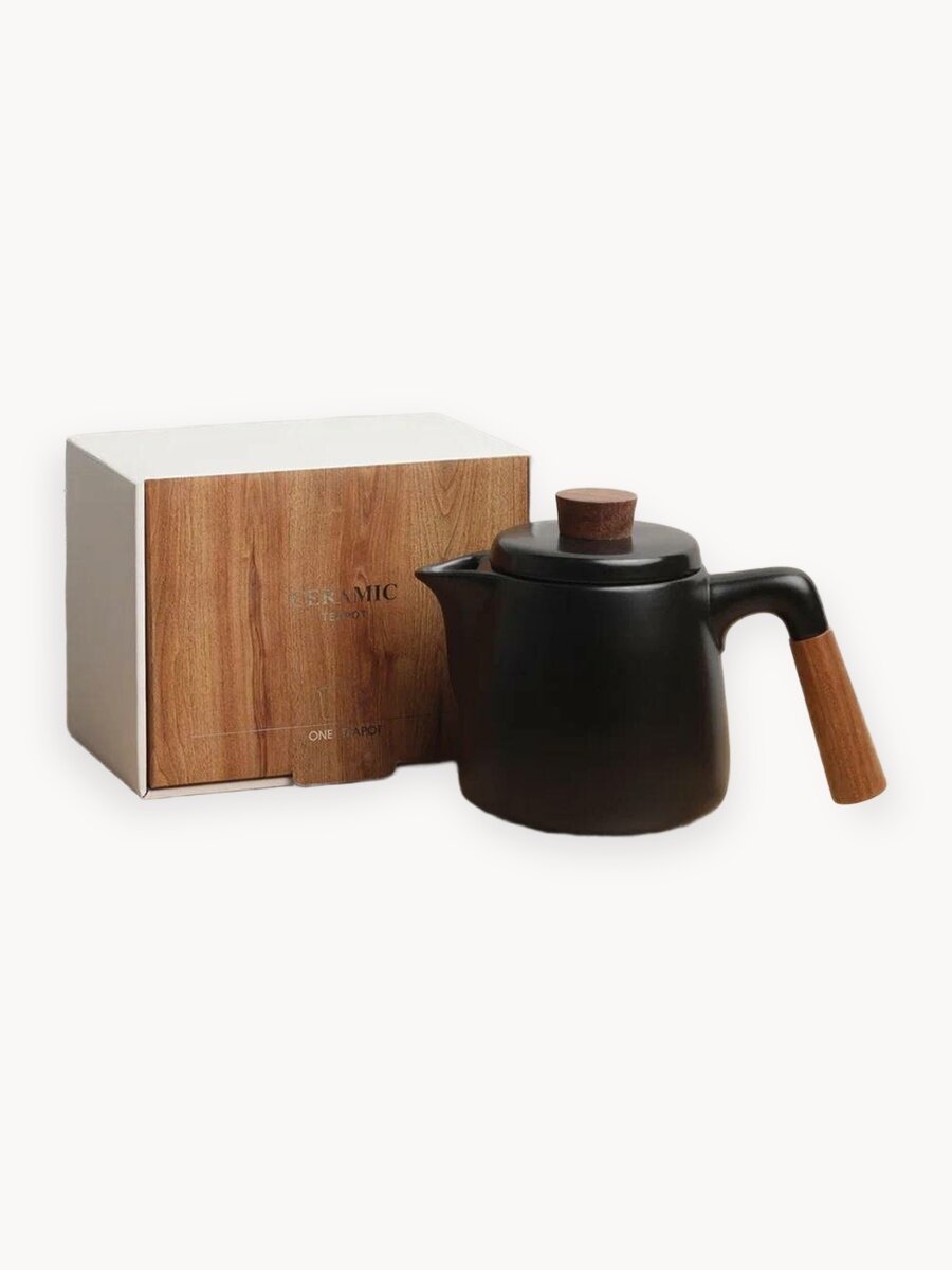 Чайник заварочный с фильтром 1000 мл, в подарочной упаковке, черный цвет