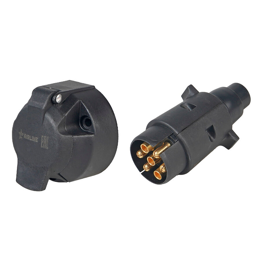 Розетка и вилка фаркопа 12В 7 контактов пластик комплект (AIRLINE)