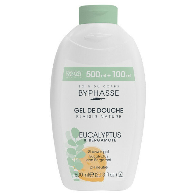 BYPHASSE гель для душа Eucalyptus&Bergamot 600 мл - освежающий уход за кожей тела