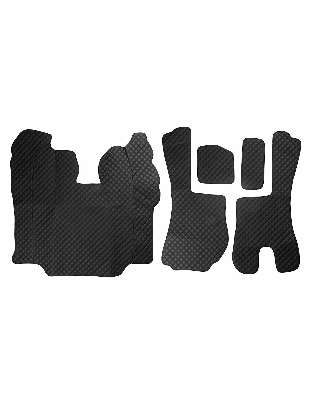 Коврики стёганые в салон автомобиля "SCANIA" R с 2004-2009г. Автомат. Чёрные. Экокожа. Сделано в России (26023)