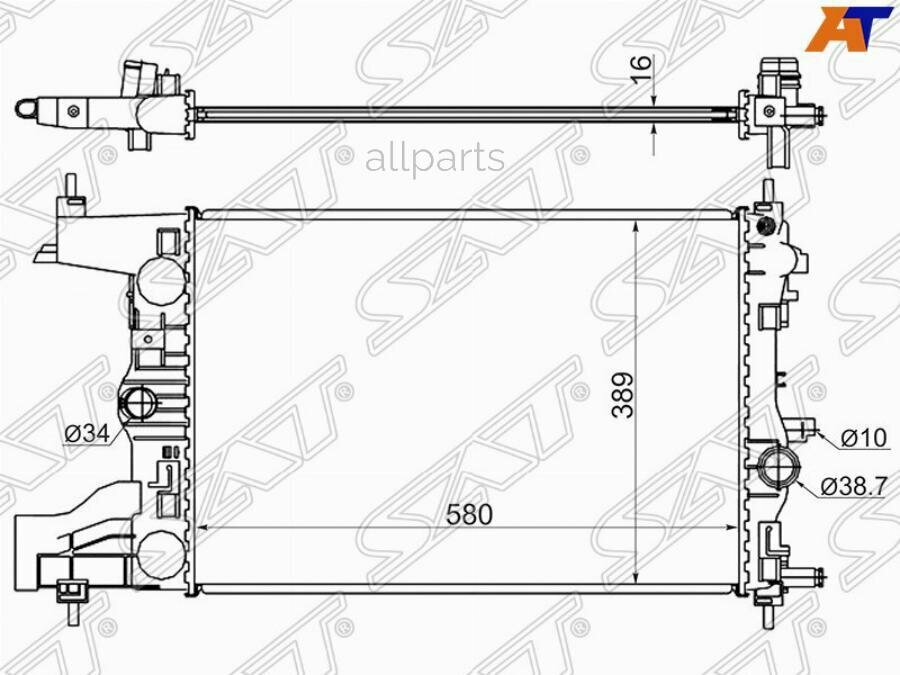 SAT CH0006-MT Радиатор Chevrolet Cruze 09-18 / Daewoo Lacetti 08-11 / Opel Astra 09-15 / Zafira 11-16 / Chevrolet