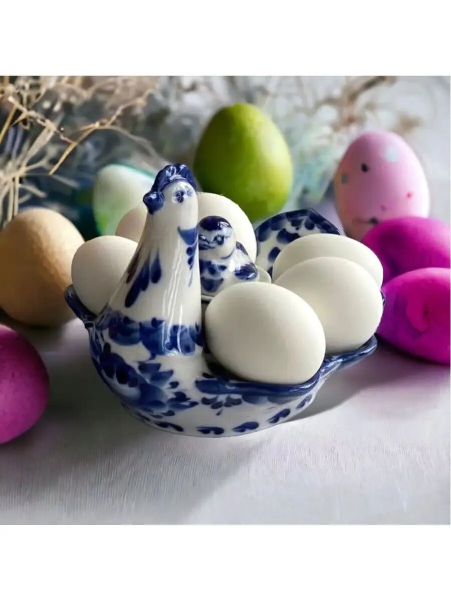 Пасхальная тарелка для яиц с солонкой "Наседка"