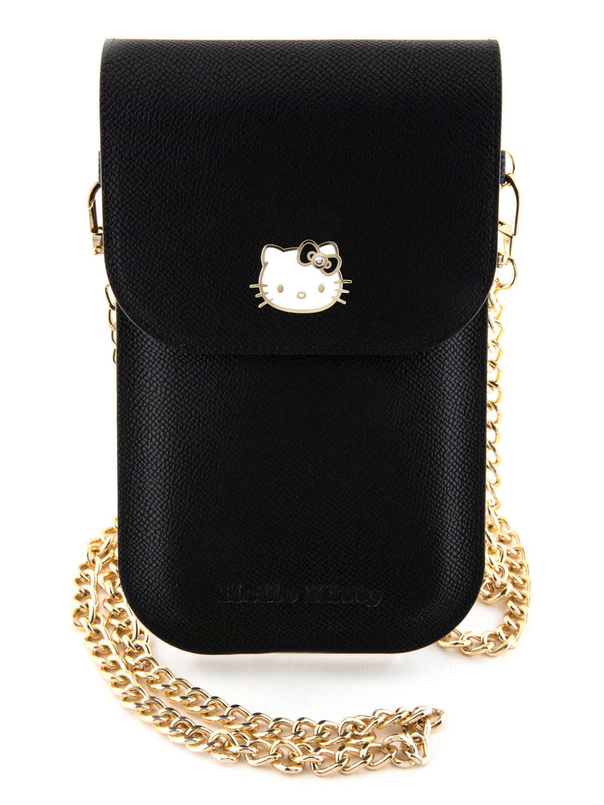 Hello Kitty для смартфонов сумка Wallet Phone Bag PU Grained leather Metal Kitty Head w Chain Black