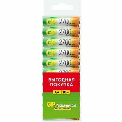 Gp Аккумулятор ReEnergy 270AAHC AA, емкость 2700 мАч 270AAHCRGY-CRB10 10шт в уп-ке