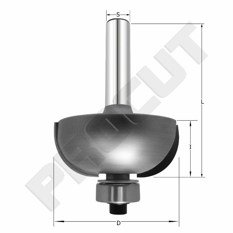 Фреза по древесине, фанере "Внутреннее скругление" R=12.7 D=38x16x60 S=8 PROCUT