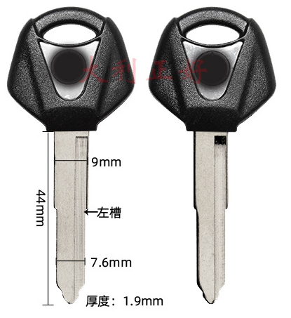 Болванка ключа YAMAHA, цвет черный, левый, длинна: 53,5мм, (04)