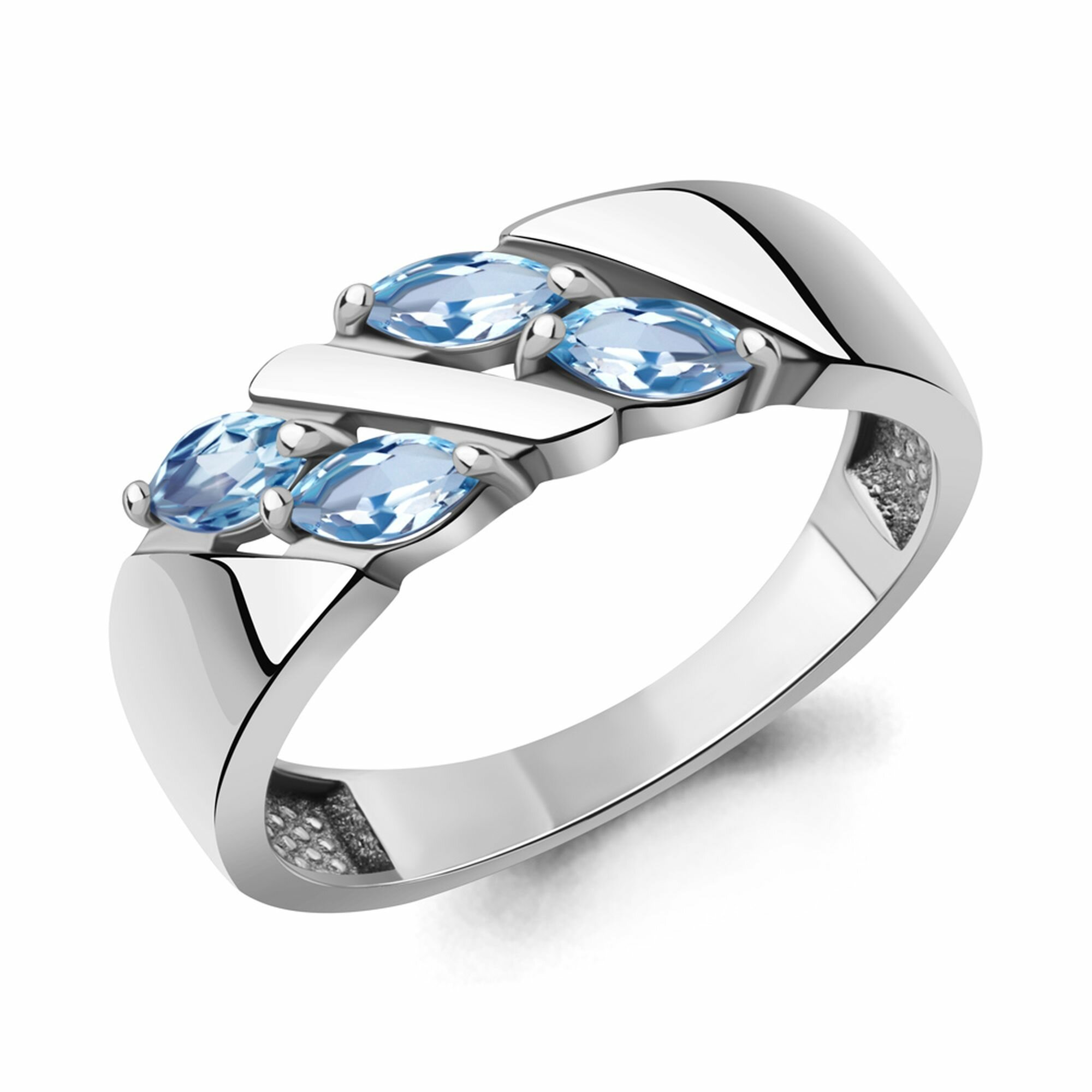 Кольцо, серебро, 925 проба, родирование, топаз