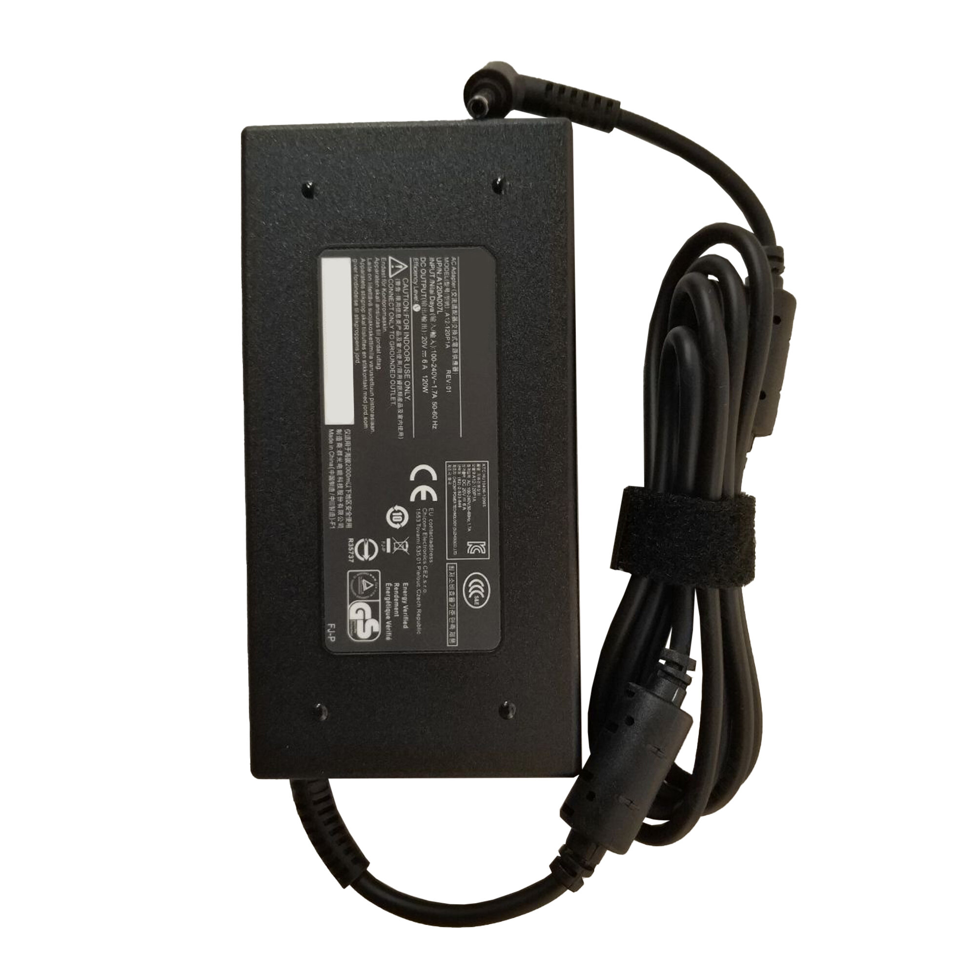 Блок питания (сетевой адаптер) для ноутбуков MSI 20V 6A 120W 4.5x3.0мм черный, с сетевым кабелем