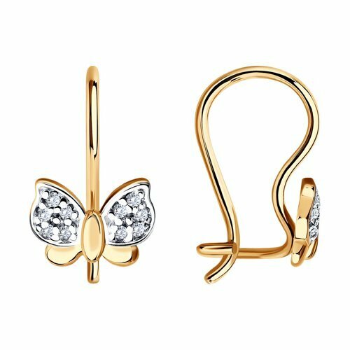 Серьги, красное золото, 585 проба, фианит